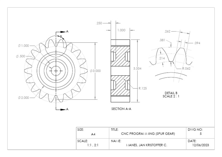 Spur Gear 2D Drawing Blueprint | PDF