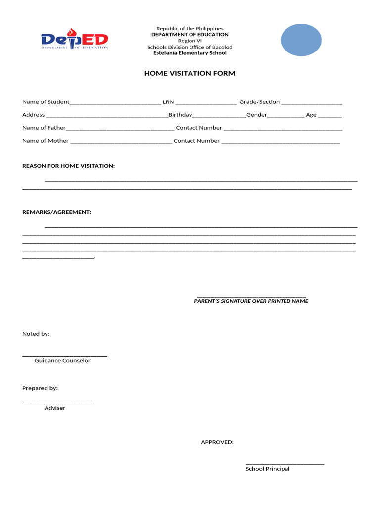 Home Visit Template | PDF