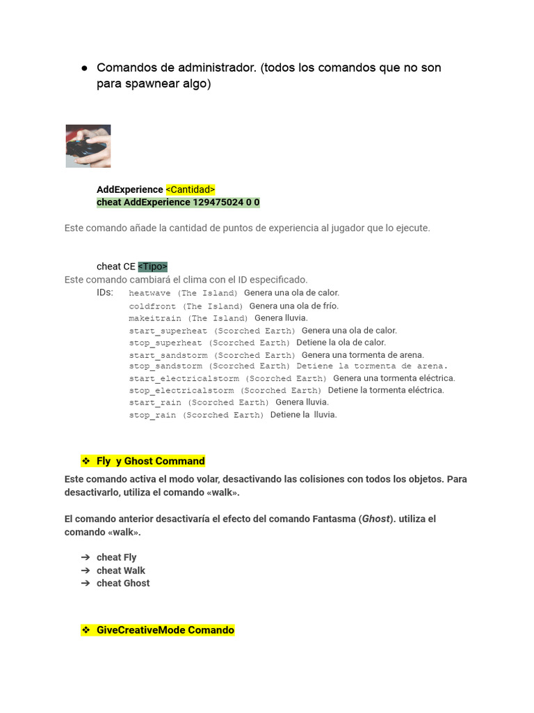 Comandos de God Console | PDF