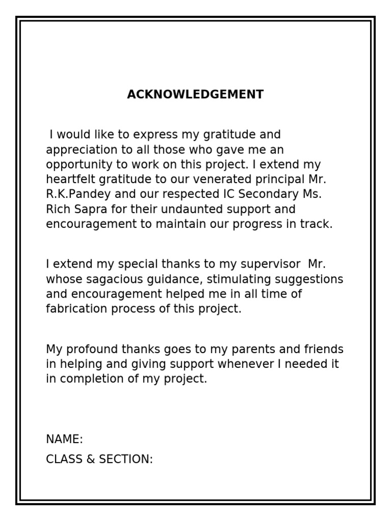 Project Acknowledgement and Thanks | PDF
