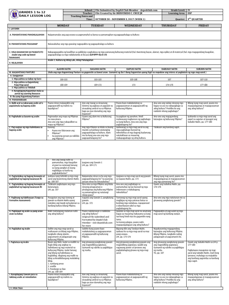 DLL - Esp 4 - Q3 - W1 | PDF