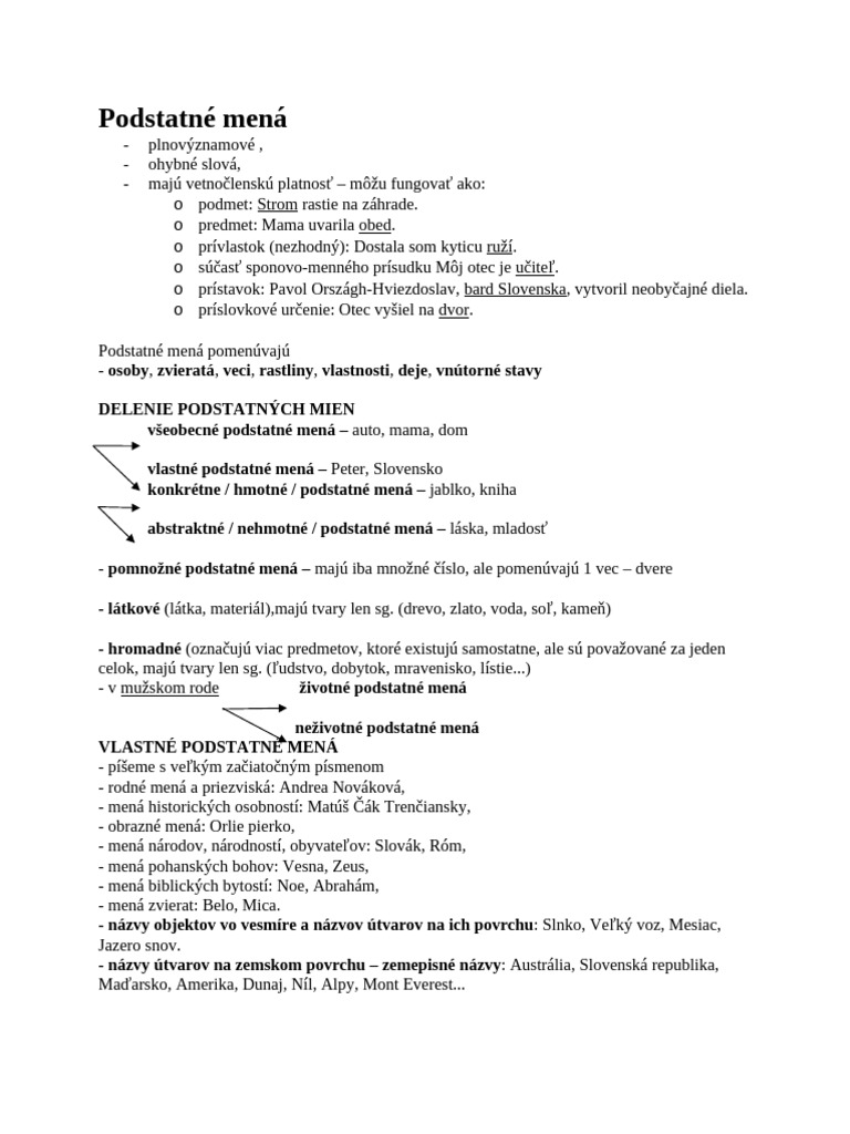 Podstatné Mená | PDF