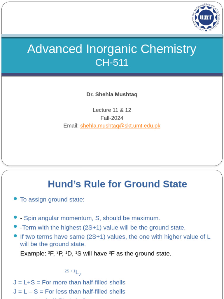 Hund's Rule in Advanced Inorganic Chemistry | PDF | Chemistry | Applied ...