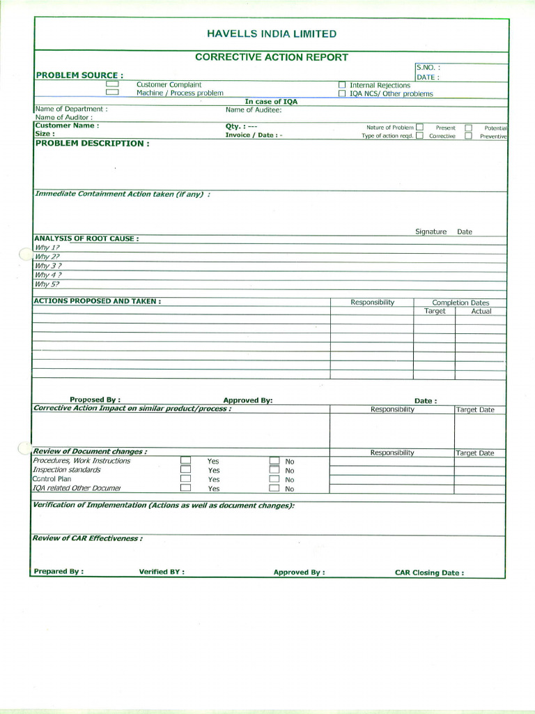 Corrective Action (CA) | PDF