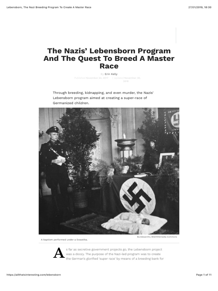 Lebensborn, The Nazi Breeding Program To Create A Master Race | PDF ...