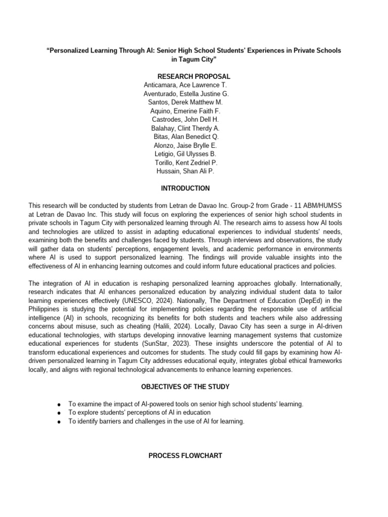 Personalized Learning Through AI - Senior High School Students' Experiences in Private Schools ...