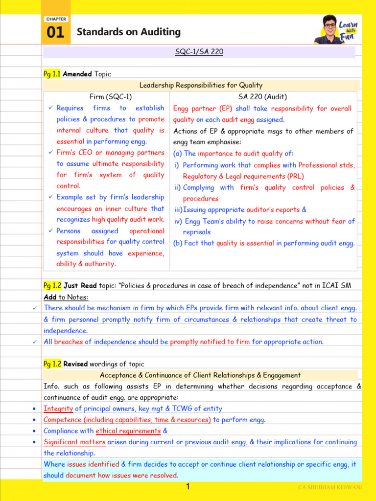 Addendum Notes - Apr'24 Edition Audit Ca Final | PDF | Audit | Internal ...