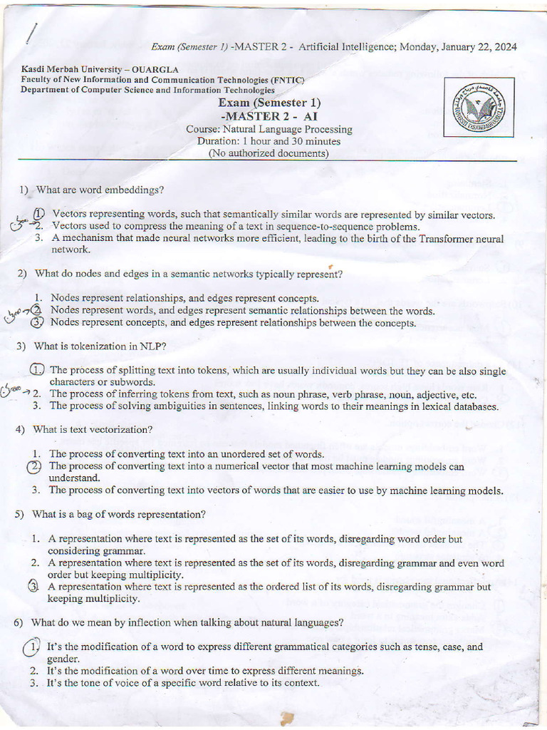 NLP-EXAM-2024 (1) | PDF | Word | Morphology (Linguistics)