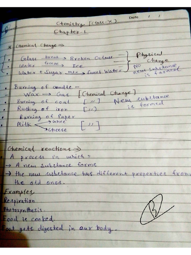 (Class-X) Chemistry-Chapter-1 Notes | PDF