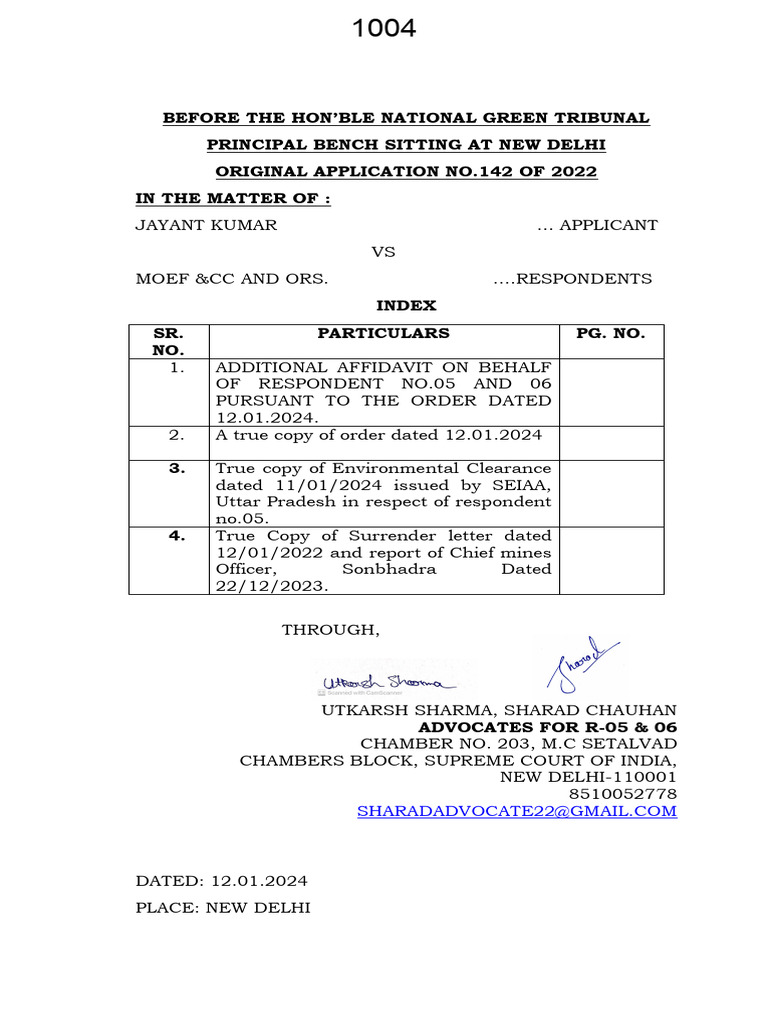 ADDITIONAL AFFIDAVIT ON BEHALF OF RESPONDENT NO. 05 AND 06 IN ORIGINAL ...