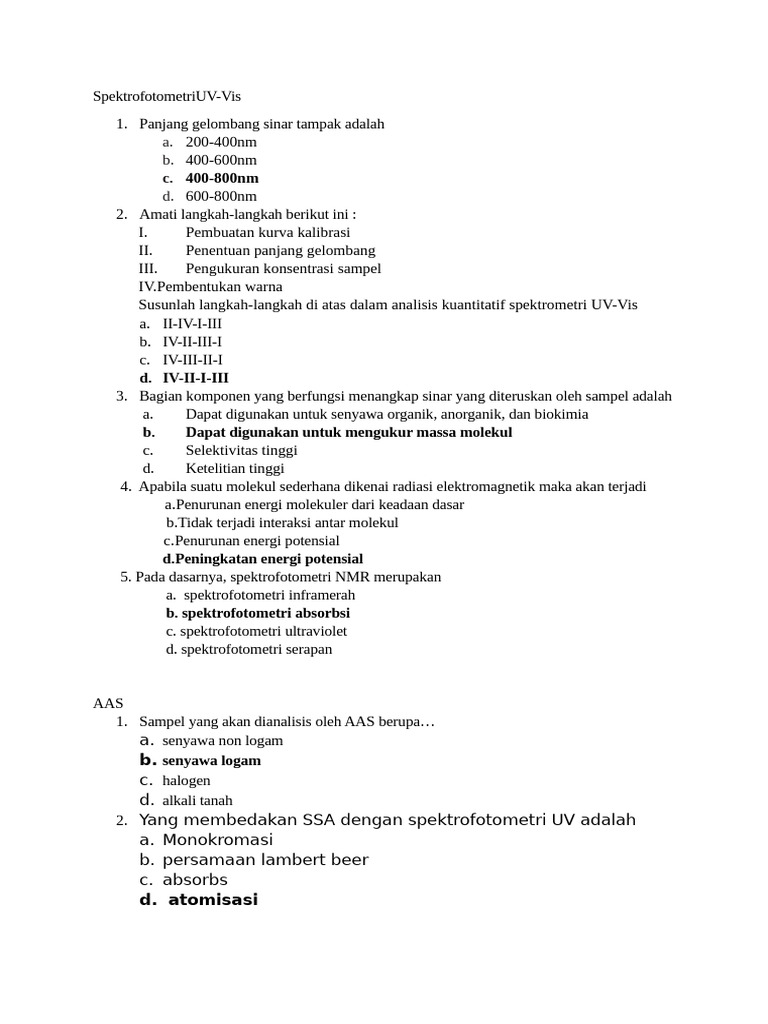 Soal Aas Dan Uv | PDF