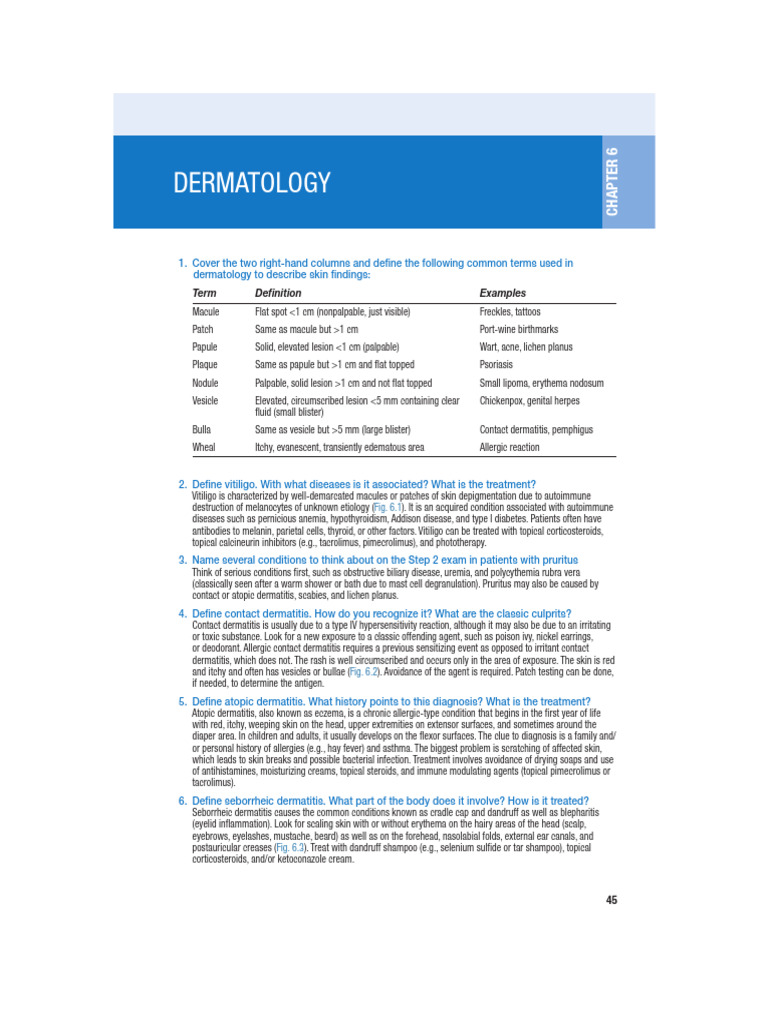Step 2 Secrets 6th Edition - Dermatology | PDF | Psoriasis | Dermatitis