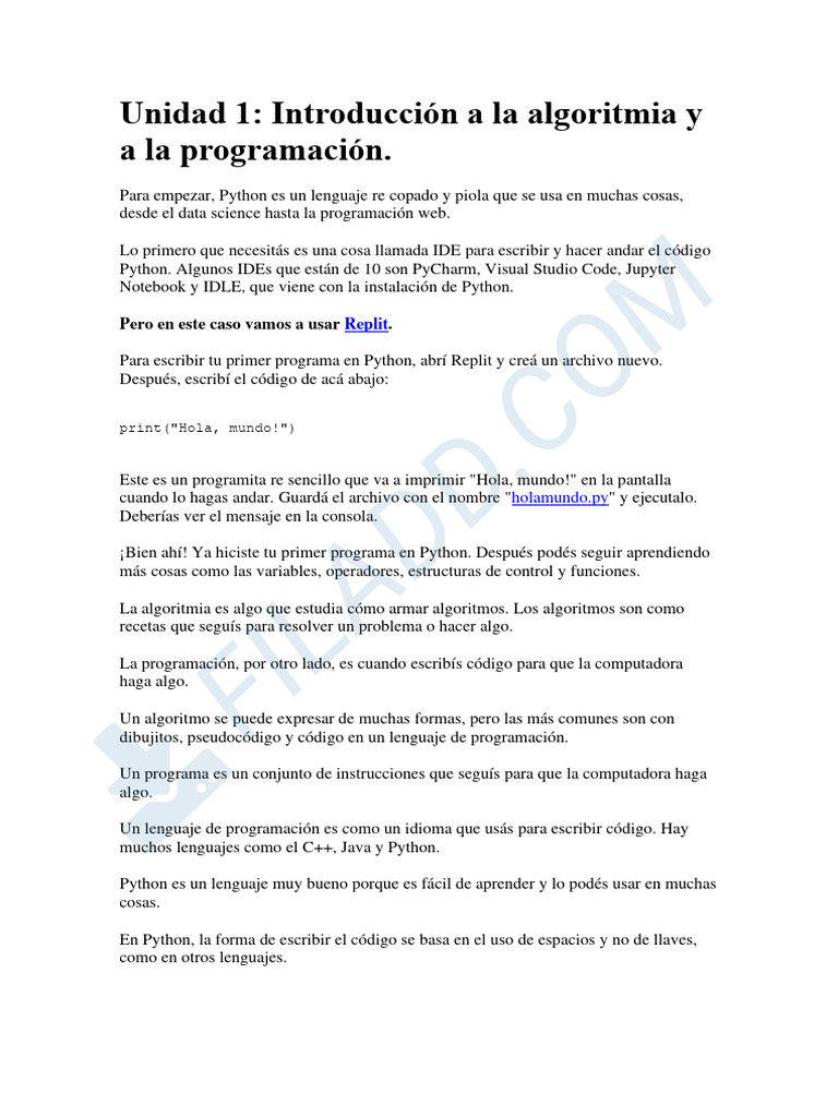 Resumen 1 - PC | PDF | Python (lenguaje de programación) | Tipo de datos