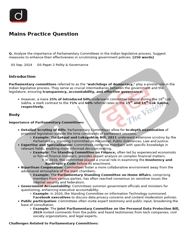 Parliamenary Committees | PDF | Committee | Bill (Law)