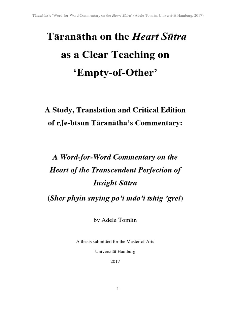 Taranatha On The Heart Sutra | PDF | Buddha Nature | Tibetan Buddhism