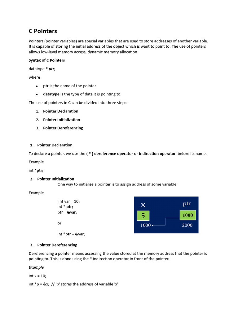 C Pointers | PDF | Pointer (Computer Programming) | Software Development C Pointers | PDF | Pointer (Computer Programming) | Software Development