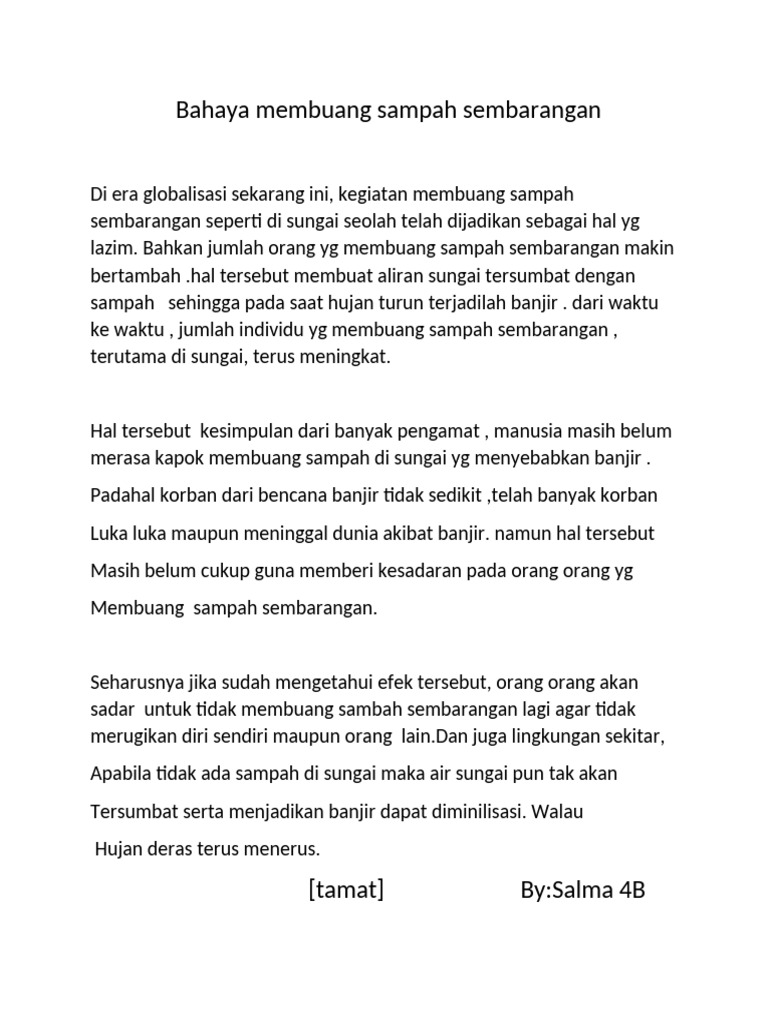 Bahaya membuang sampah sembarangan | PDF