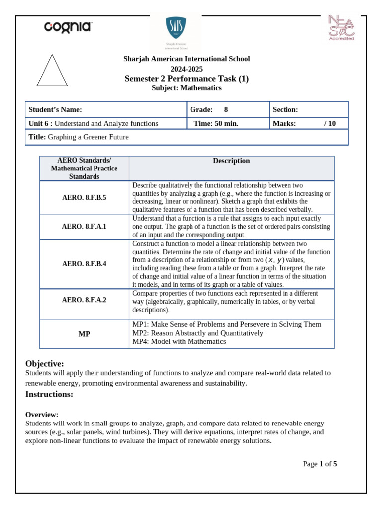 Performance Task Grade 8 T2 | PDF | Function (Mathematics) | Renewable ...