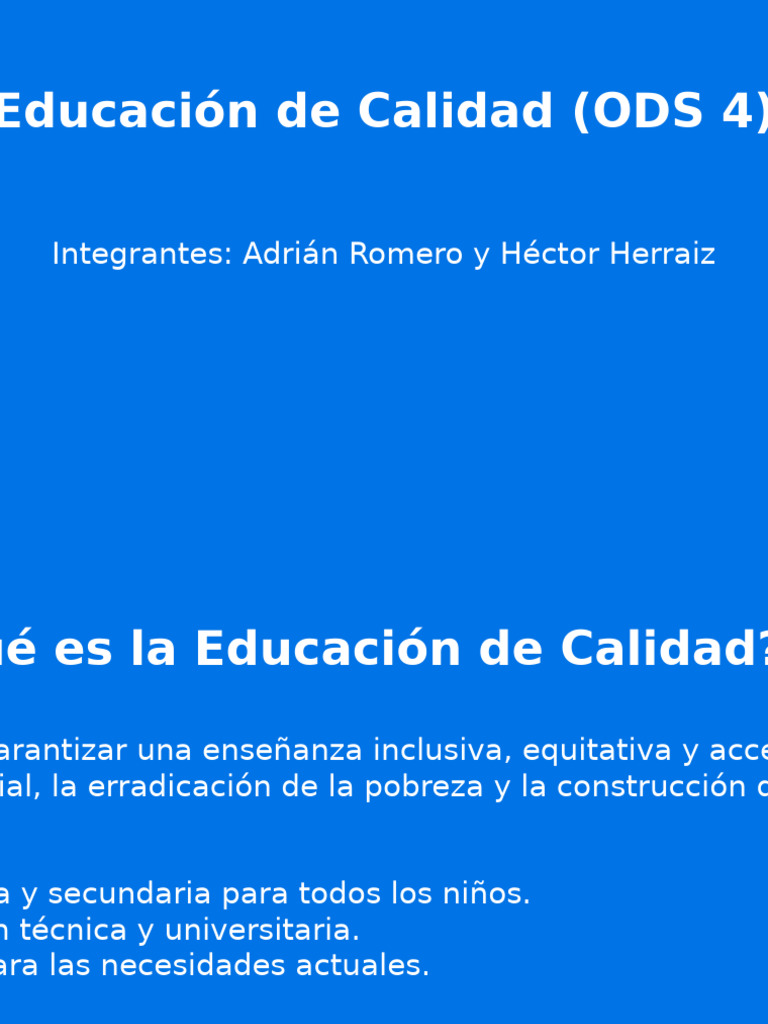 Educacion de Calidad ODs4 | PDF