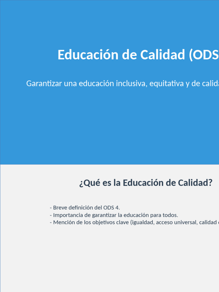 Educacion Calidad ODS4 Desarrollado | PDF