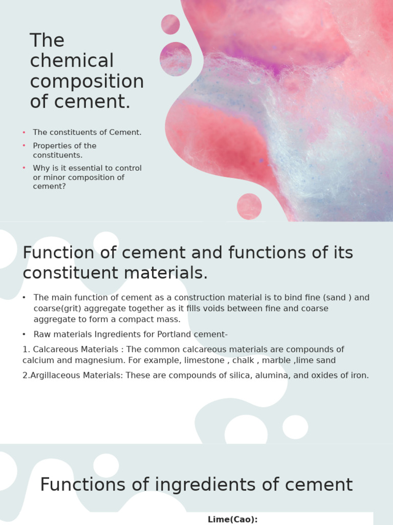 The Chemical Composition of Cement | PDF | Cement | Lime (Material)