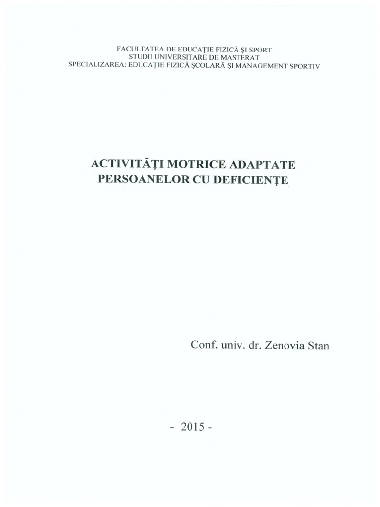 Activitati Motrice Adaptate Persoanelor Cu Dizabilitati 1 | PDF