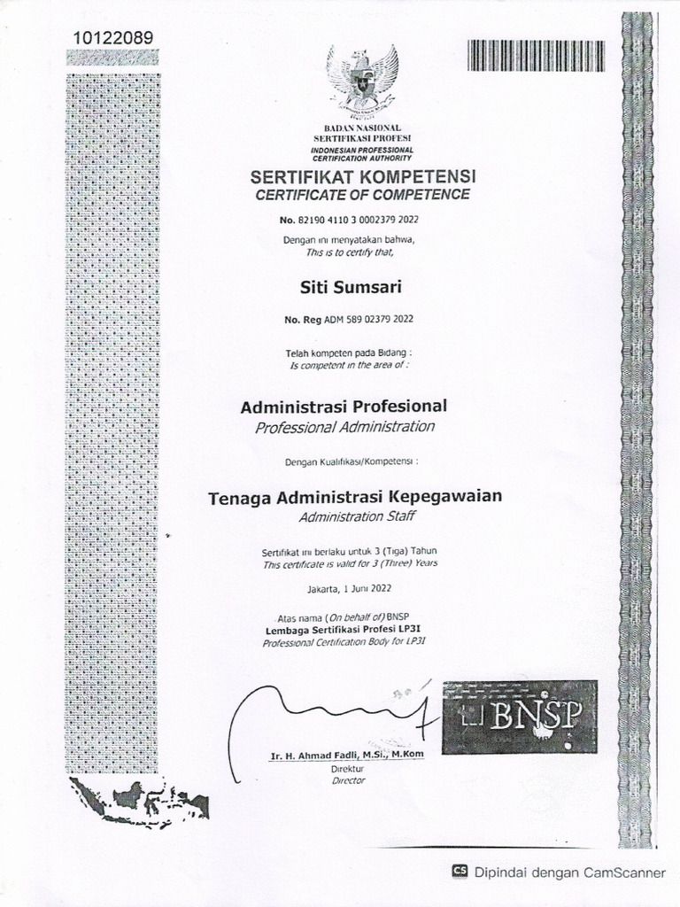 13 Sertifikat BNSP | PDF