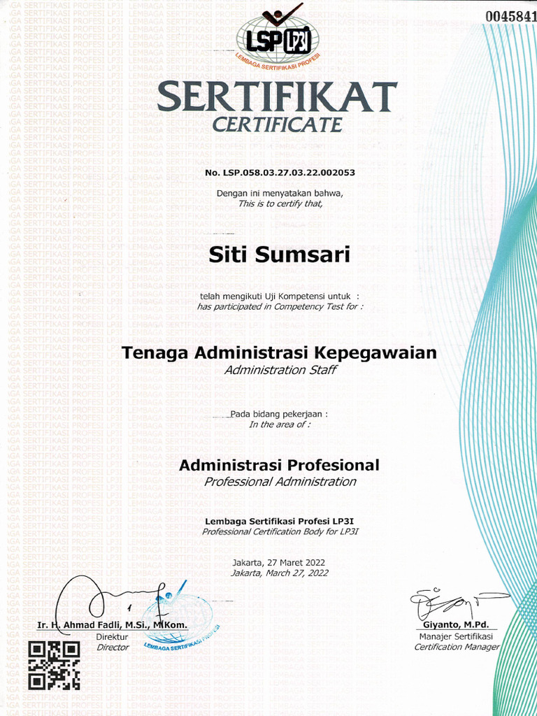 14 15 Sertifikat LSP Satu Kesatuan Dgn BNSP | PDF