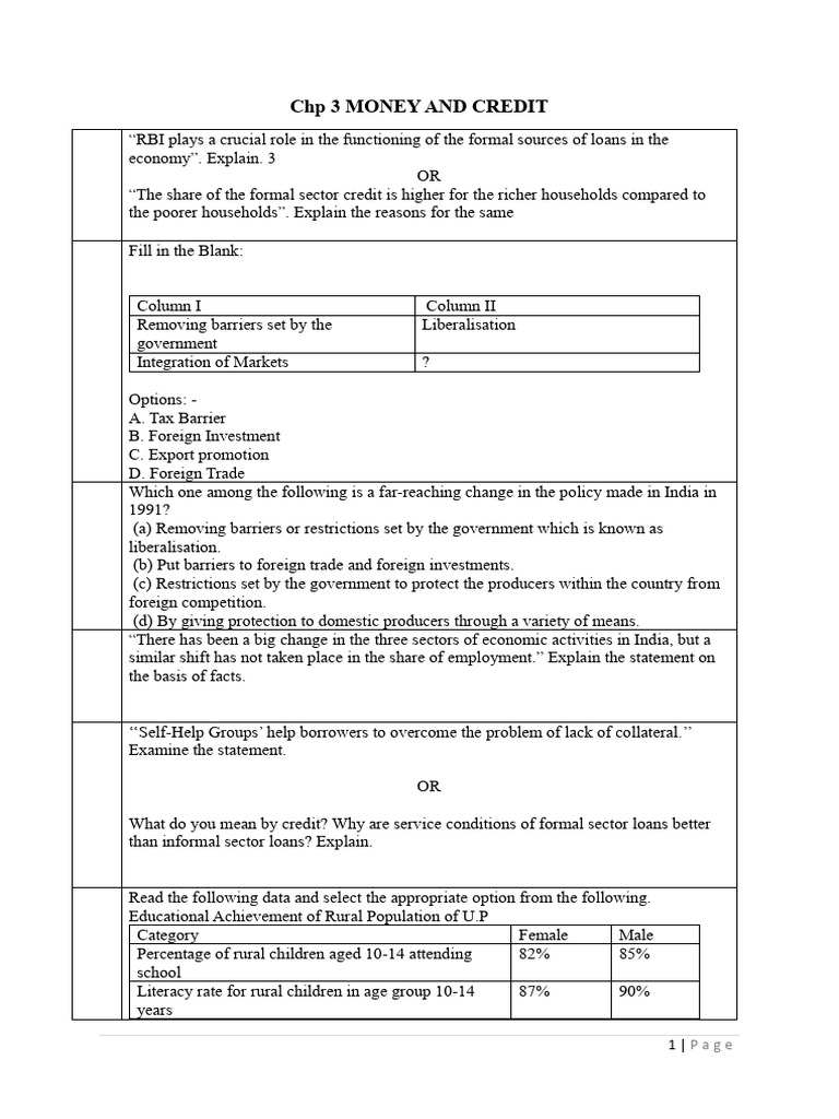 CHP3 MONEY AND CREDIT | PDF | Cooperative | Loans
