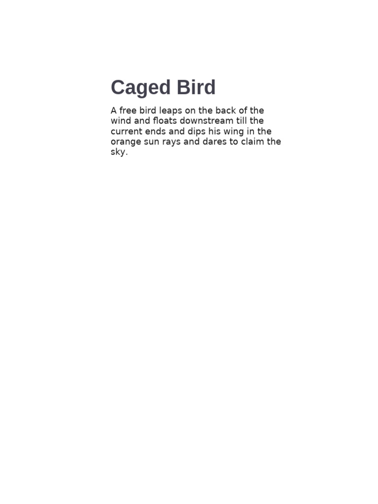Maya Angelou's "Caged Bird" Analysis | PDF | Maya Angelou