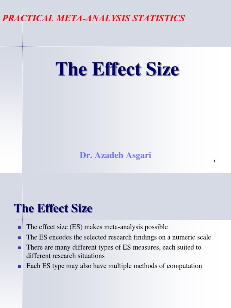 The Effect Size DR. Azadeh Asgari | PDF | Effect Size | Odds Ratio