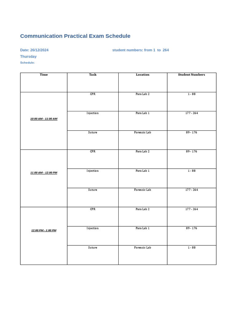 Communication Exam Schedule 2024 | PDF