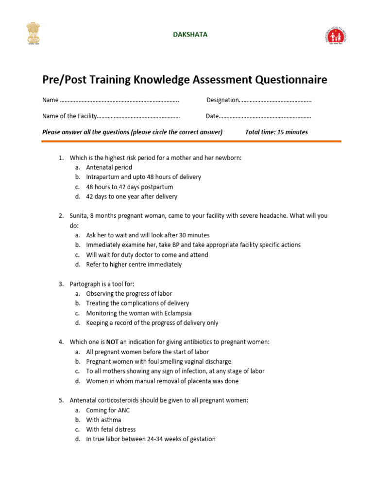 Dakshata_Questionnaire | PDF | Childbirth | Infants