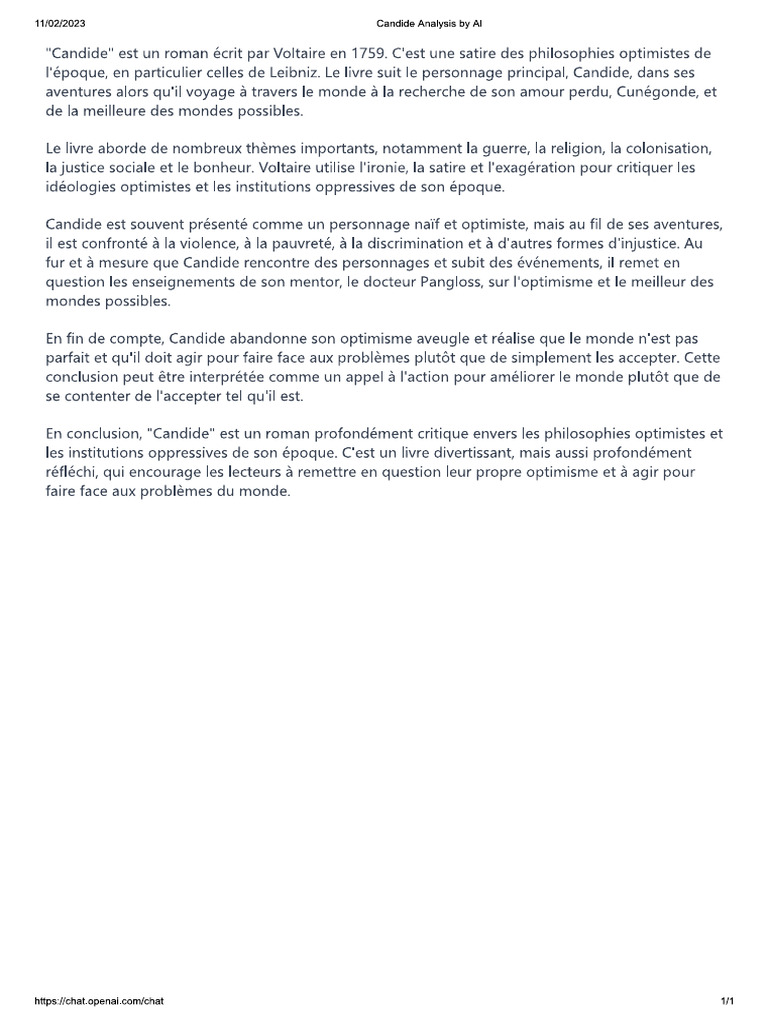 Analyse de Candide | PDF