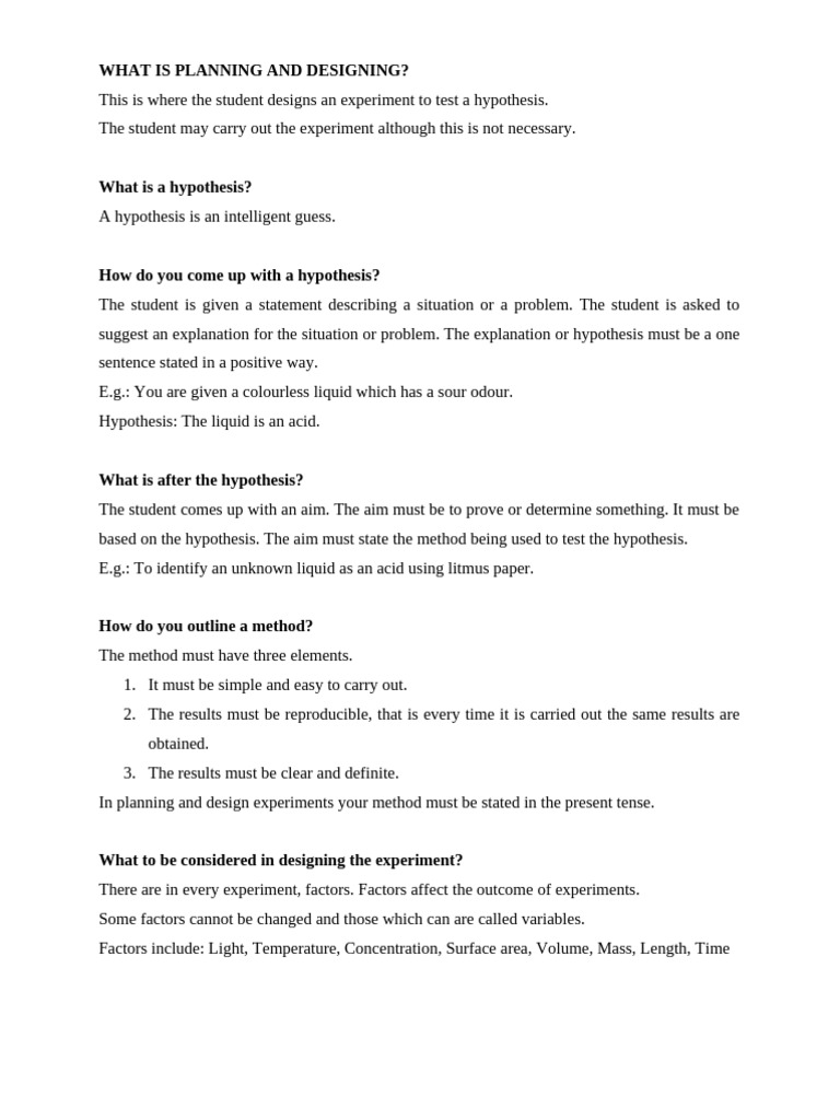 What Is Planning and Designing | PDF | Experiment | Acid