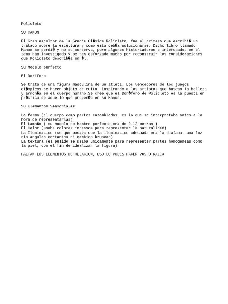 El Canon de Policleto en Escultura | PDF