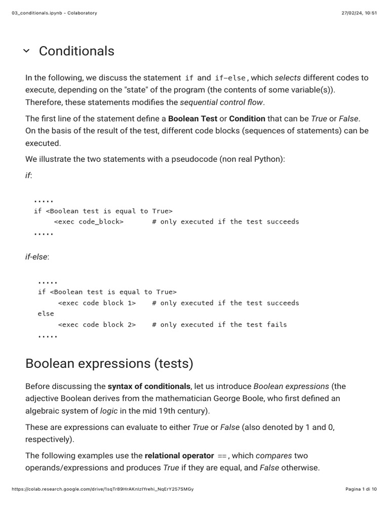 03_conditionals.ipynb - Colaboratory | PDF | Boolean Algebra | Teaching Mathematics