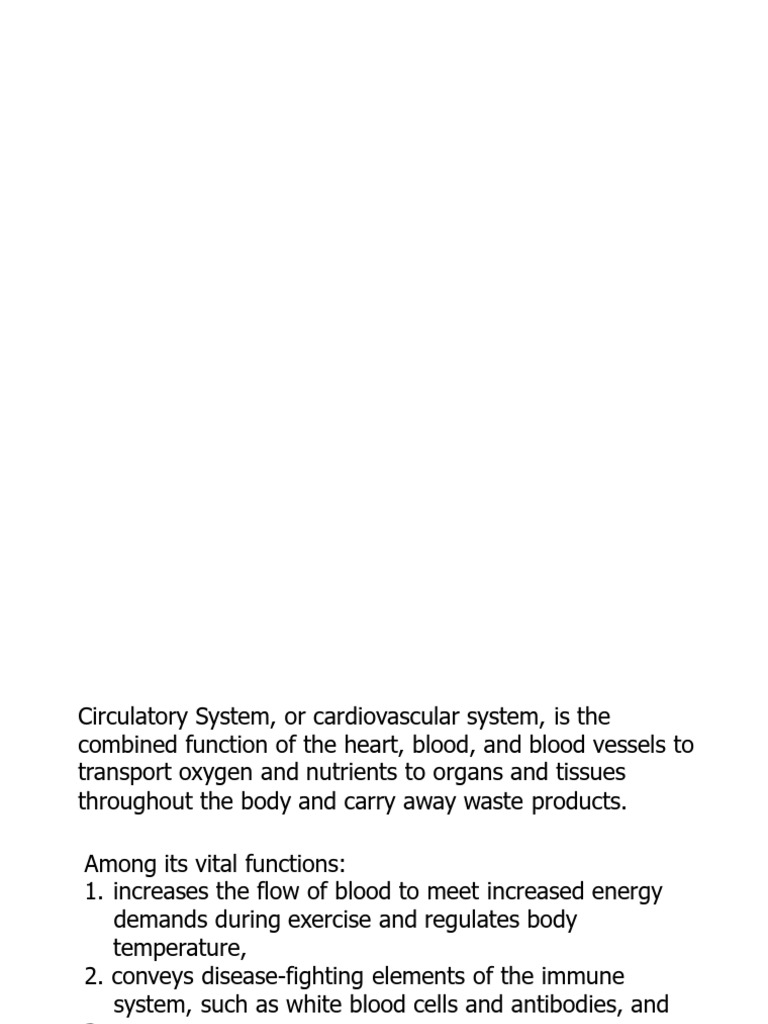 Lect 2. The Cardiovascular System | PDF | Circulatory System | Blood
