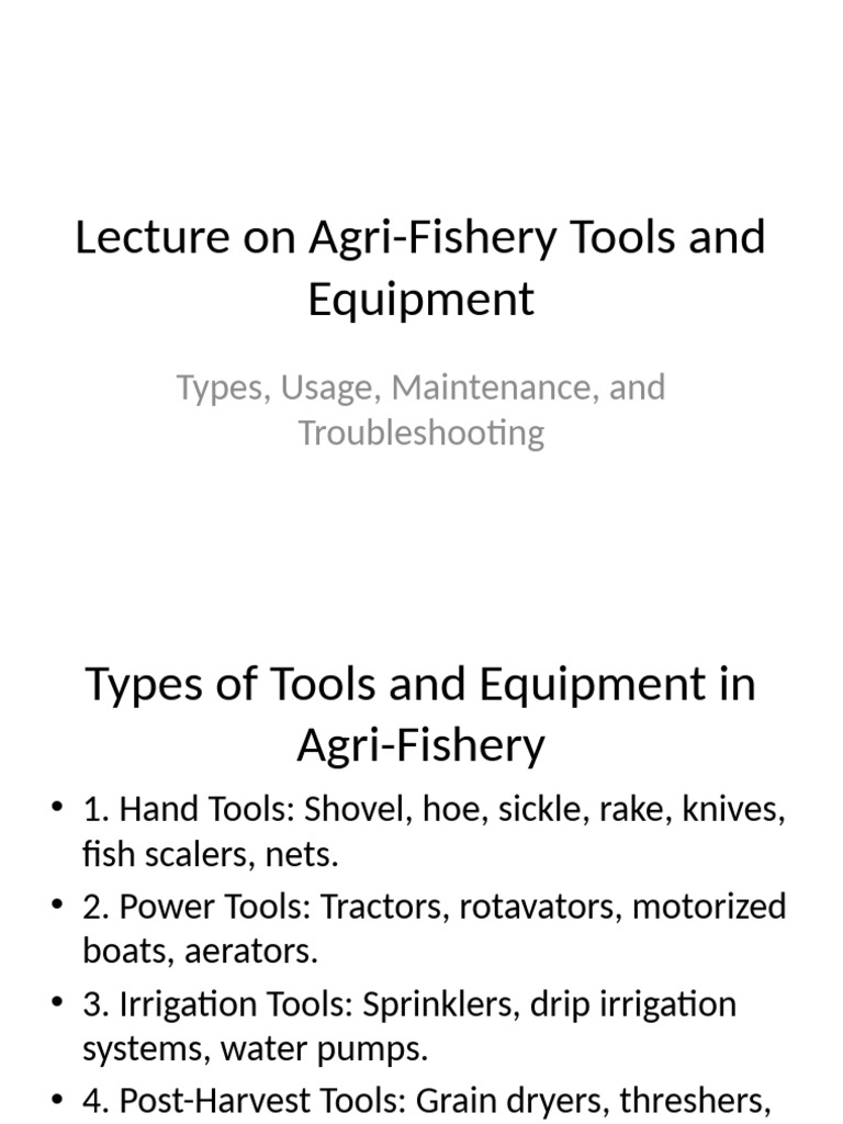 Agri-Fishery Tools: Usage & Maintenance Guide | PDF