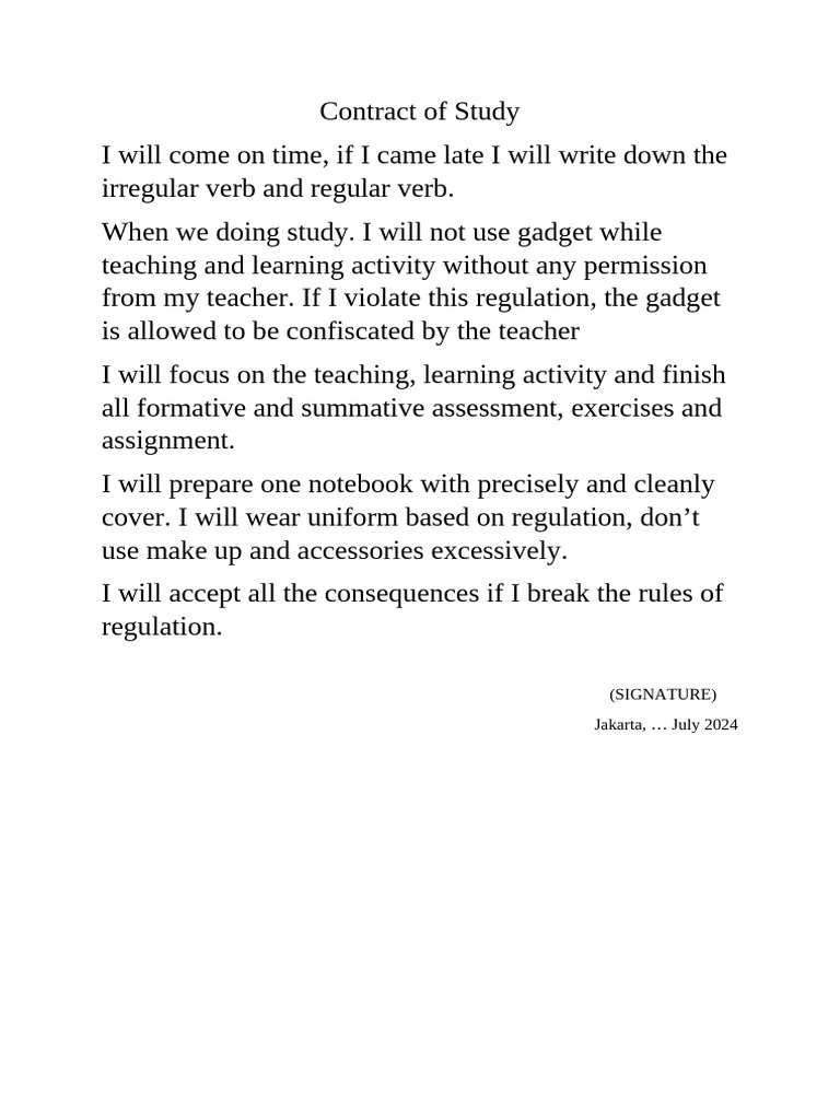 Contract of Study | PDF