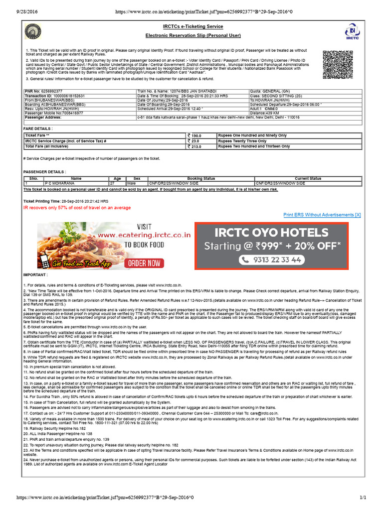 463521345 Ticket BBS to Howrah | PDF | Identity Document