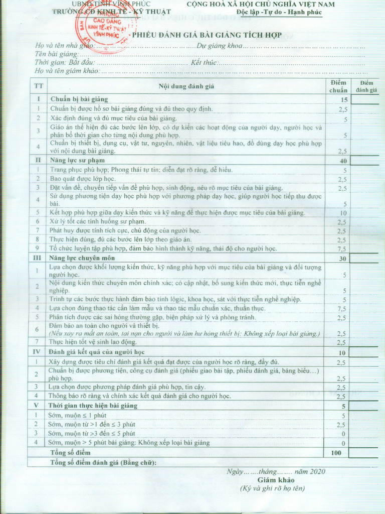 Phieu Danh Gia Bai Giang | PDF