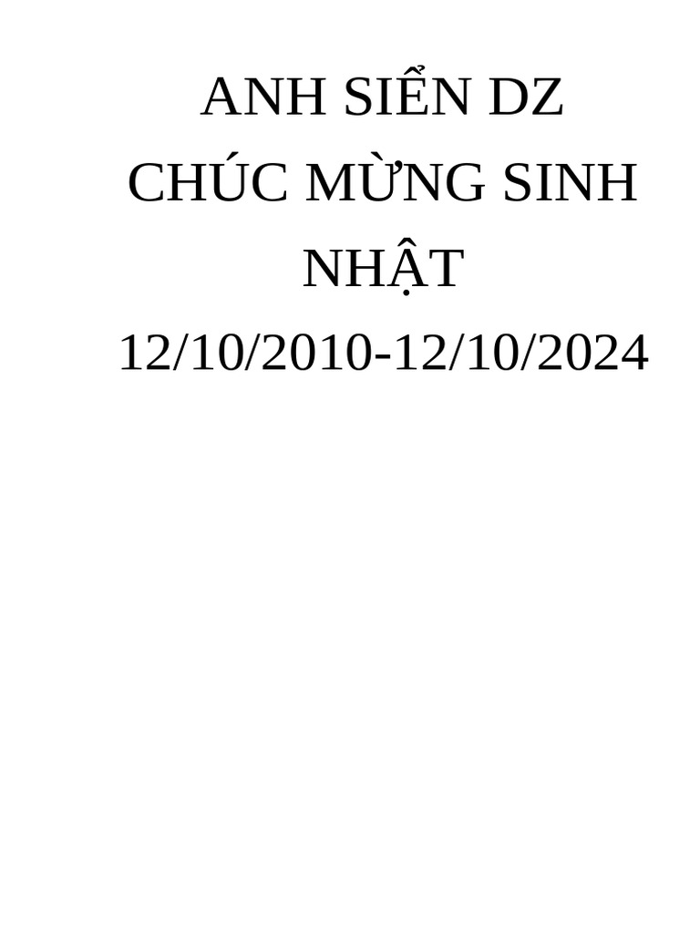 Anh Siển Dz Chúc Mừng Sinh Nhật | PDF