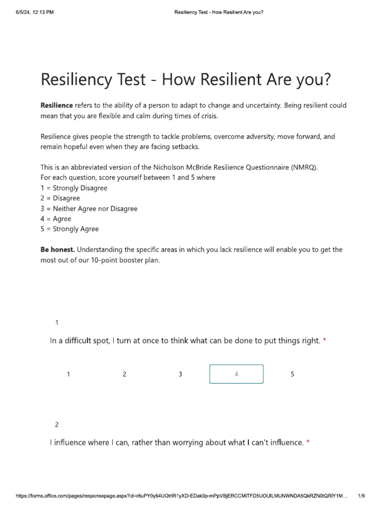 Resilience Test | PDF