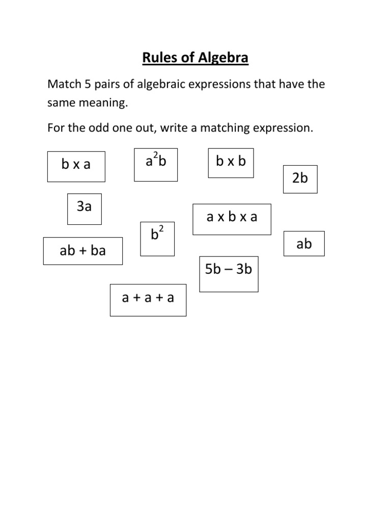 Algebraic Expression Matching Guide | PDF | Teaching Methods & Materials