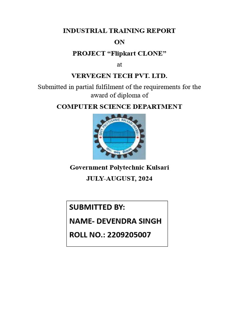 Flipkart Clone Project Training Report | PDF | Web Development | Websites