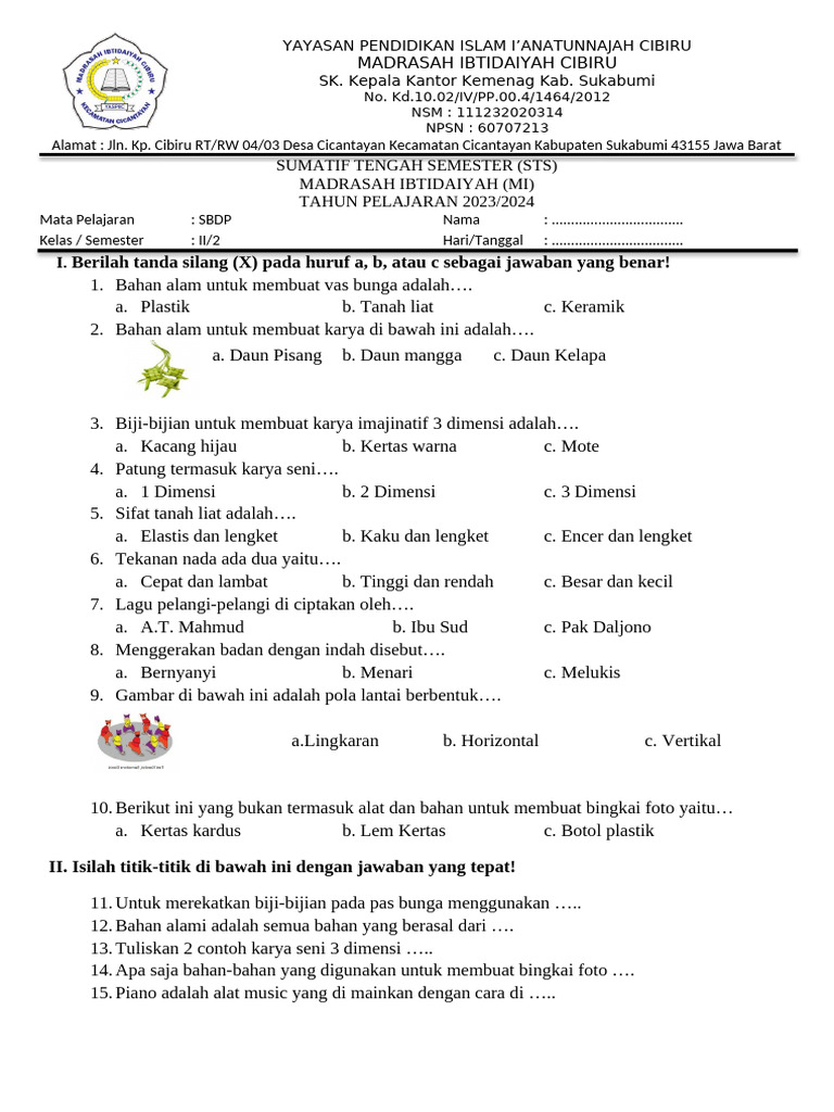 Soal STS SBDP | PDF