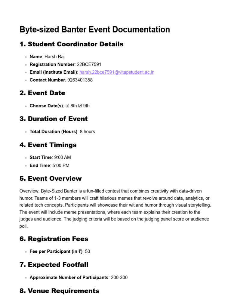 Byte-Sized Banter Event Documentation | PDF