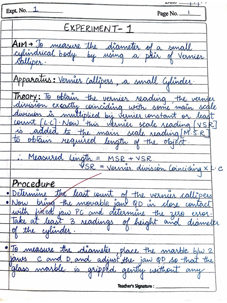 Class Xi Physics Experiment | PDF