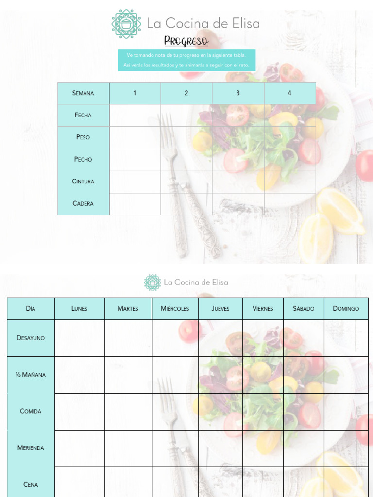Tabla Progreso y Comidas | PDF